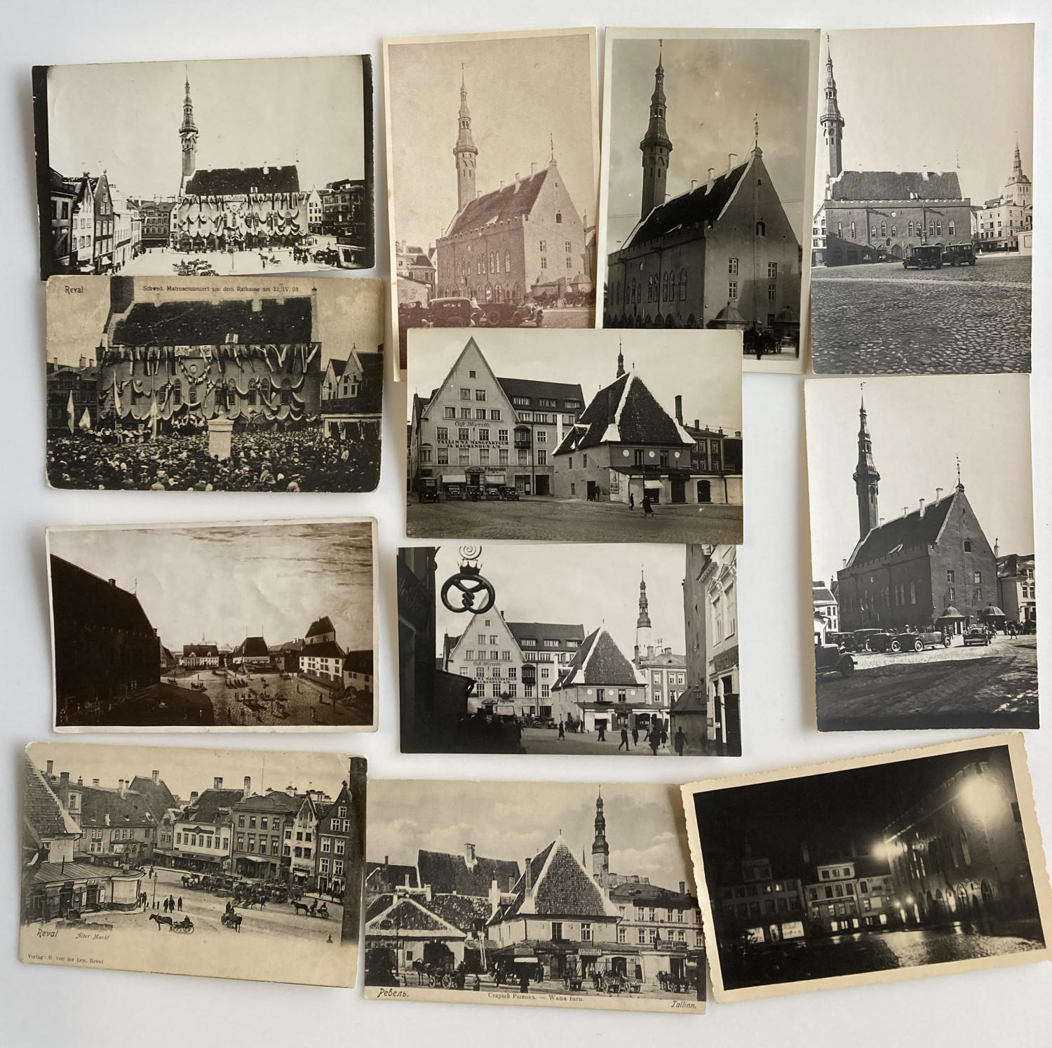 Estonia Group of postcards - sights of Tallinn, Town Hall and Square ...