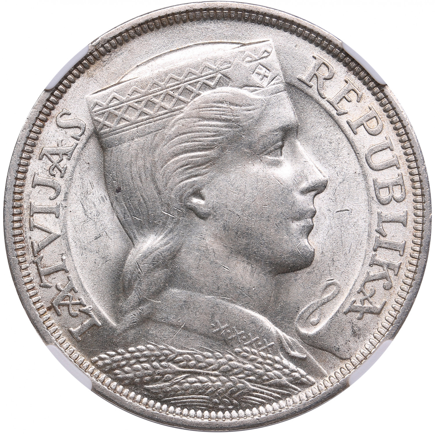 Latvia 5 Lati 1932 - NGC MS 62 - Positsioon №726. Oksjon Coins.ee