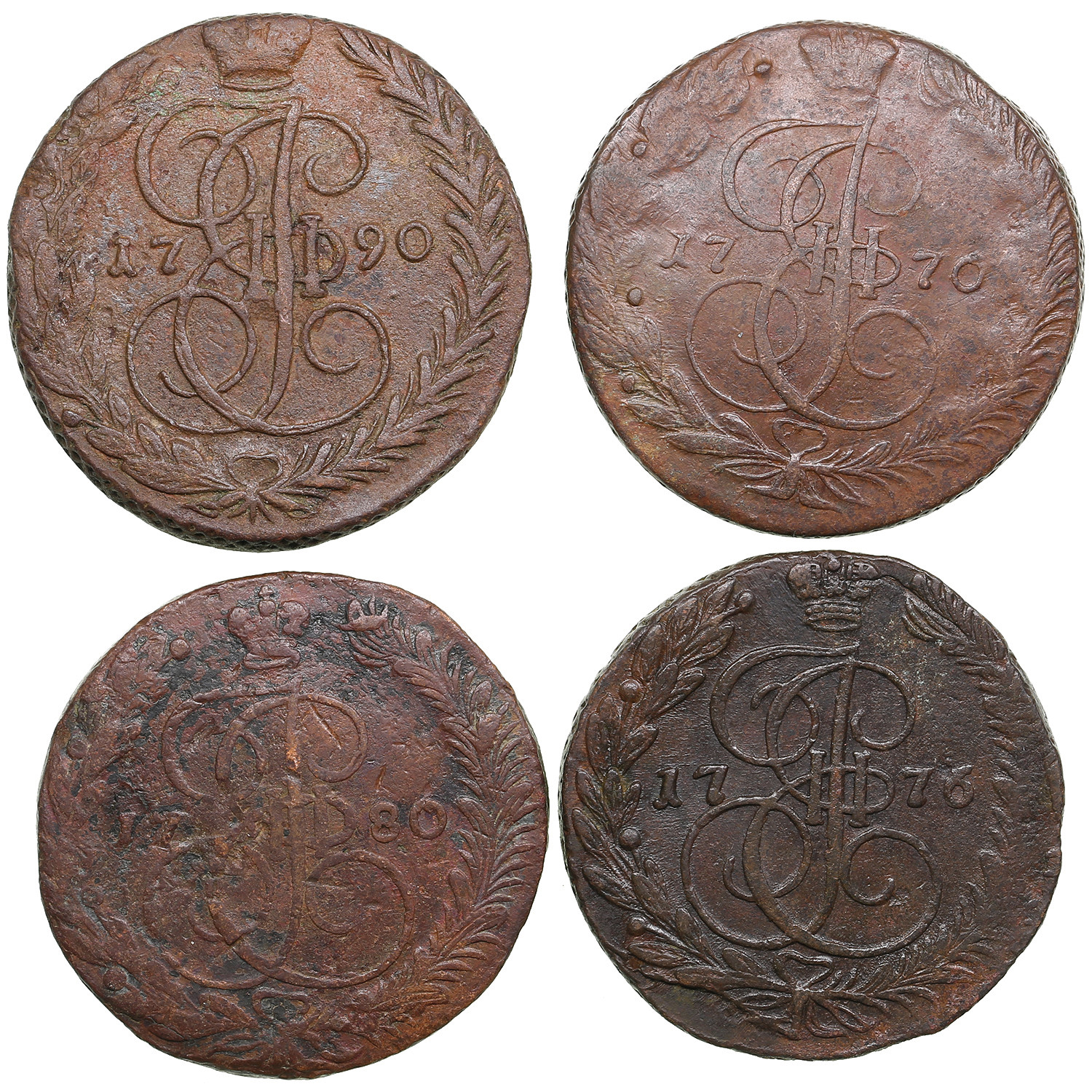 Russia 5 Kopecks 1770, 1776, 1780, 1790 (4) - Positsioon №908. Oksjon ...