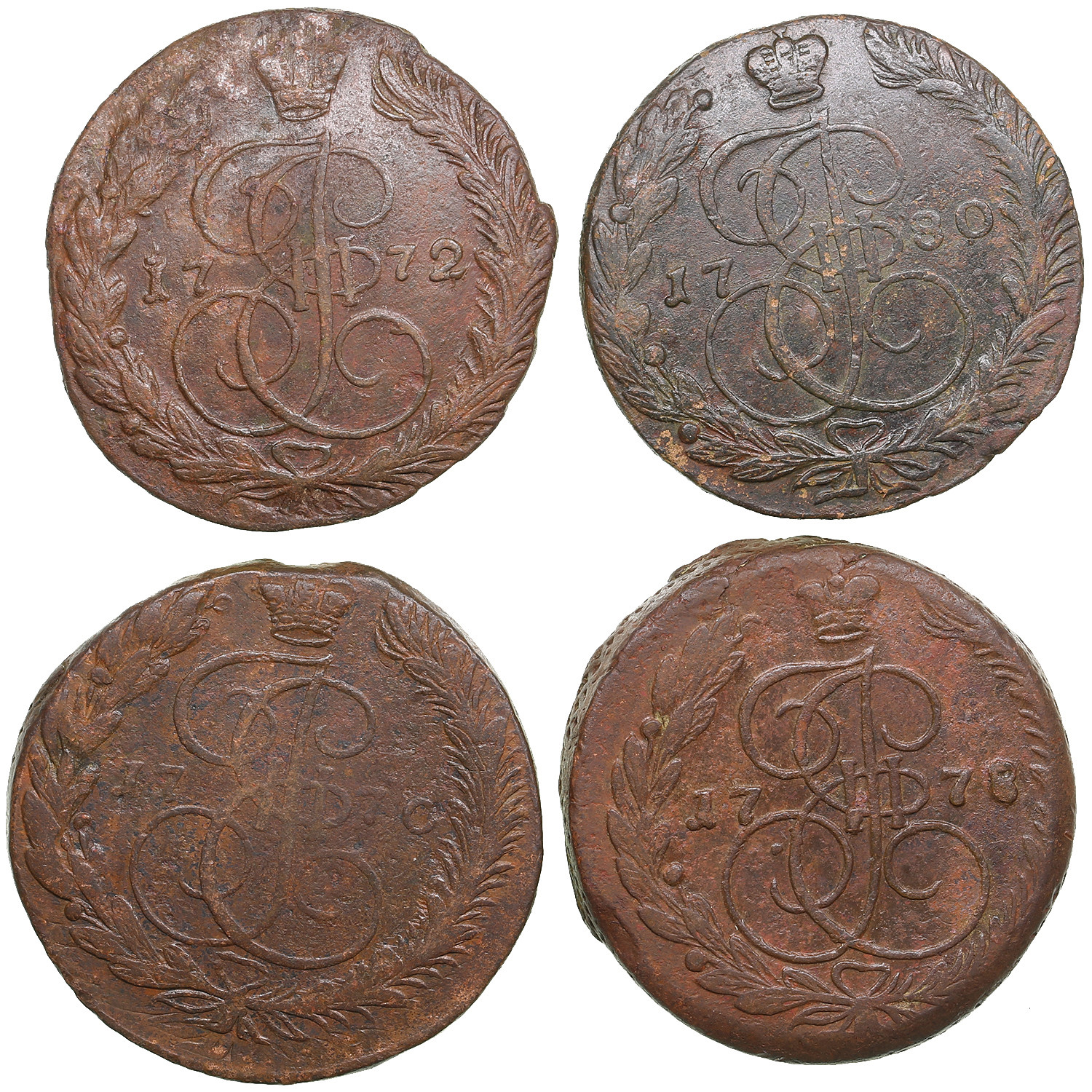 Russia 5 Kopecks 1770, 1772, 1778, 1780 (4) - Positsioon №907. Oksjon ...