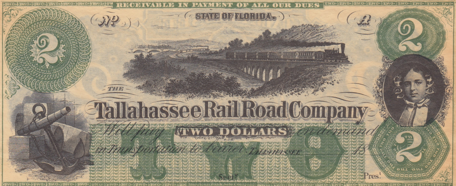 USA, Tallahassee Rail Road Company 2 Dollar 18xx - Lot №4589. Auction ...